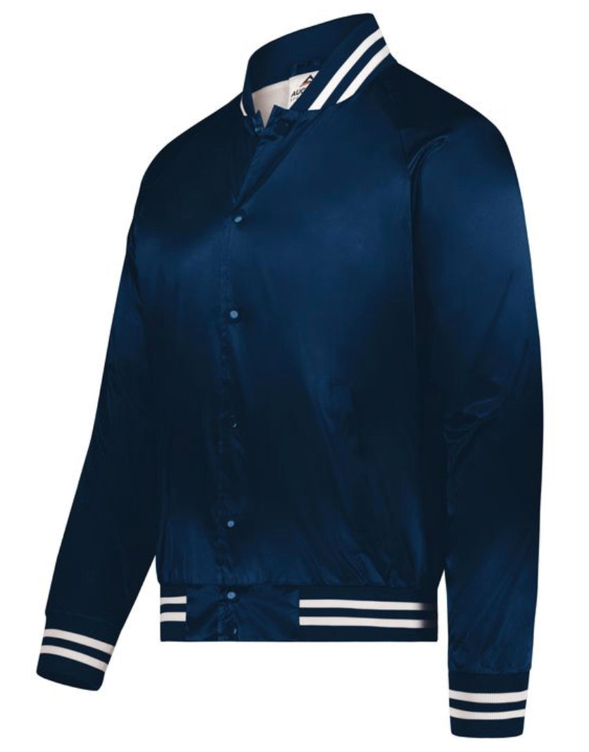 Augusta Sportswear Satin Baseball Jacket Striped Trim Embroidered with ...